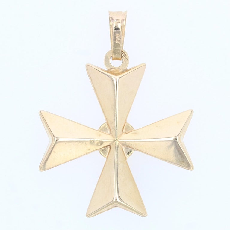 Antique 18 Karat Yellow Gold Maltese Cross Pendant For Sale at 1stDibs