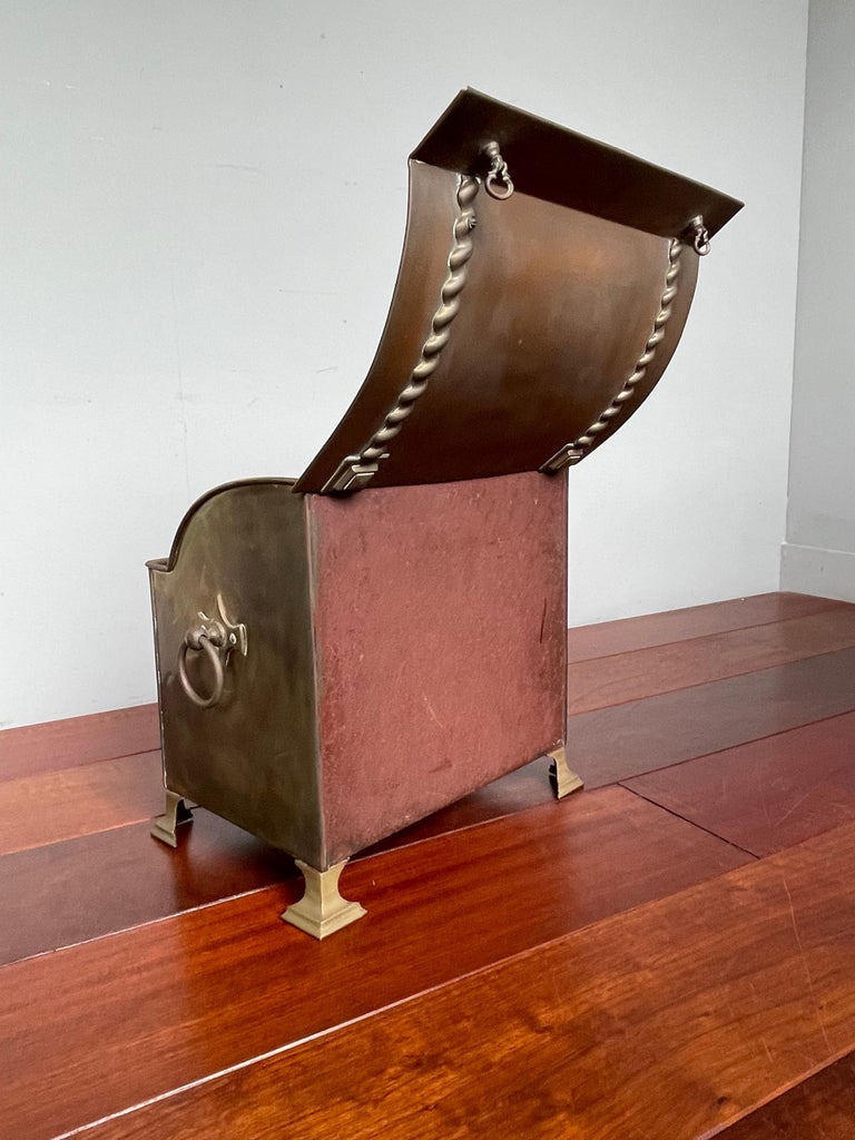 Antique 1800s Empire Style Brass and Bronze Coal Kettle / Bucket w ...