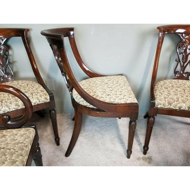 Antique 1800's Hollywood Regency Mahogany Scroll Arm Chairs at 1stDibs