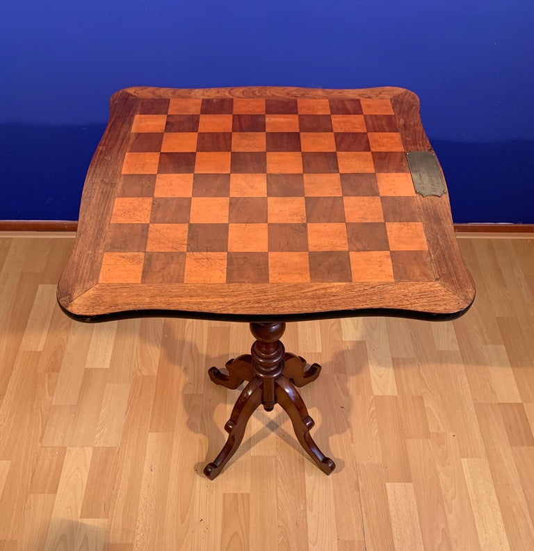 Antique 1800s Mahogany and Nutwood Tilt-Top Chess Table with Stunning ...