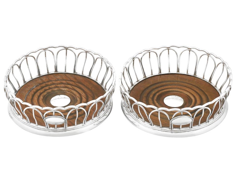 Antique 1823 Newcastle English Sterling Silver Coasters For Sale at 1stDibs