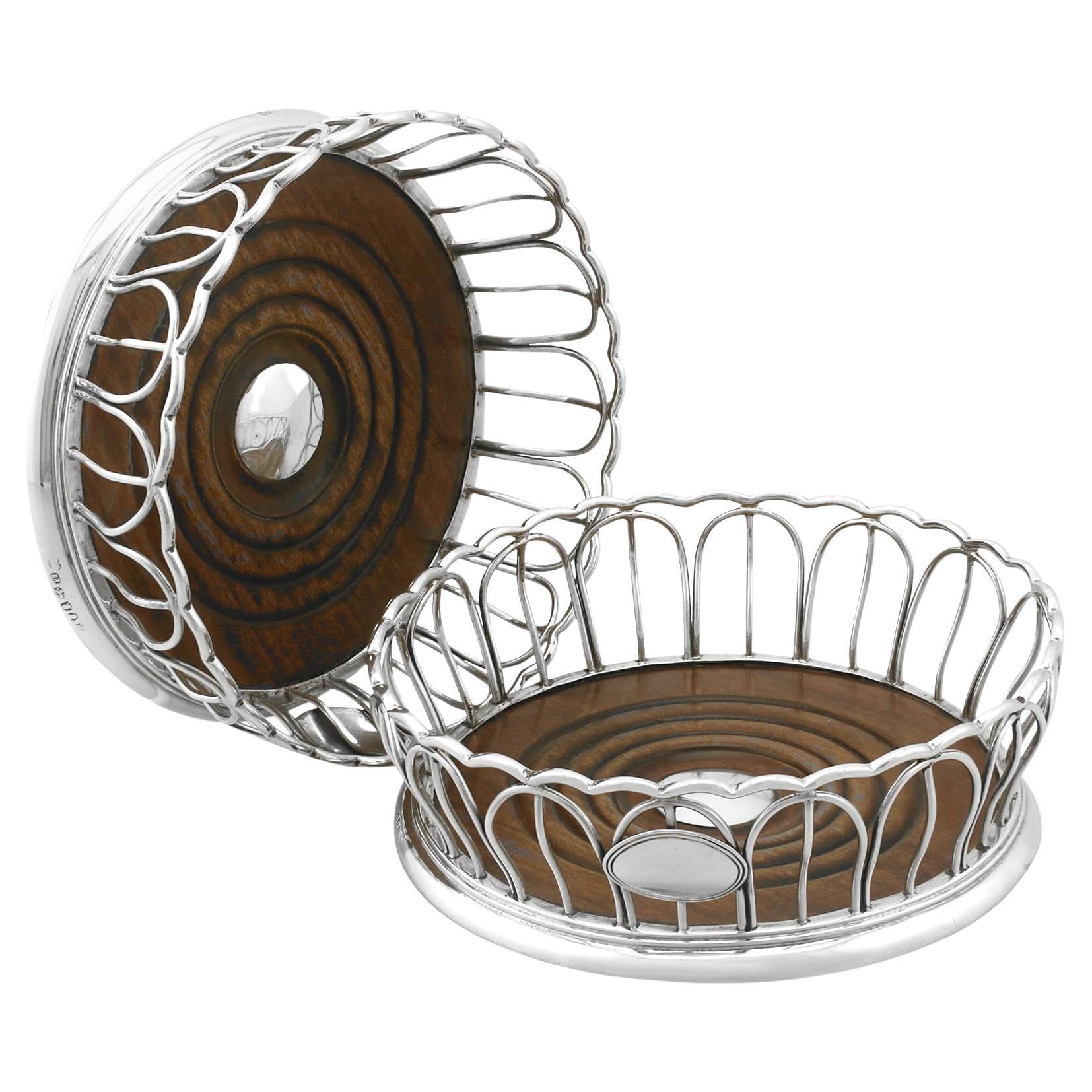 Antique Victorian Sterling Silver and Walnut Wood Coasters For Sale at ...