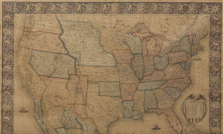 1857 Wall Map of the United States by Fanning, Bridgman and Ensign at ...