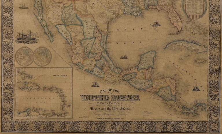 1857 Wall Map of the United States by Fanning, Bridgman and Ensign at ...