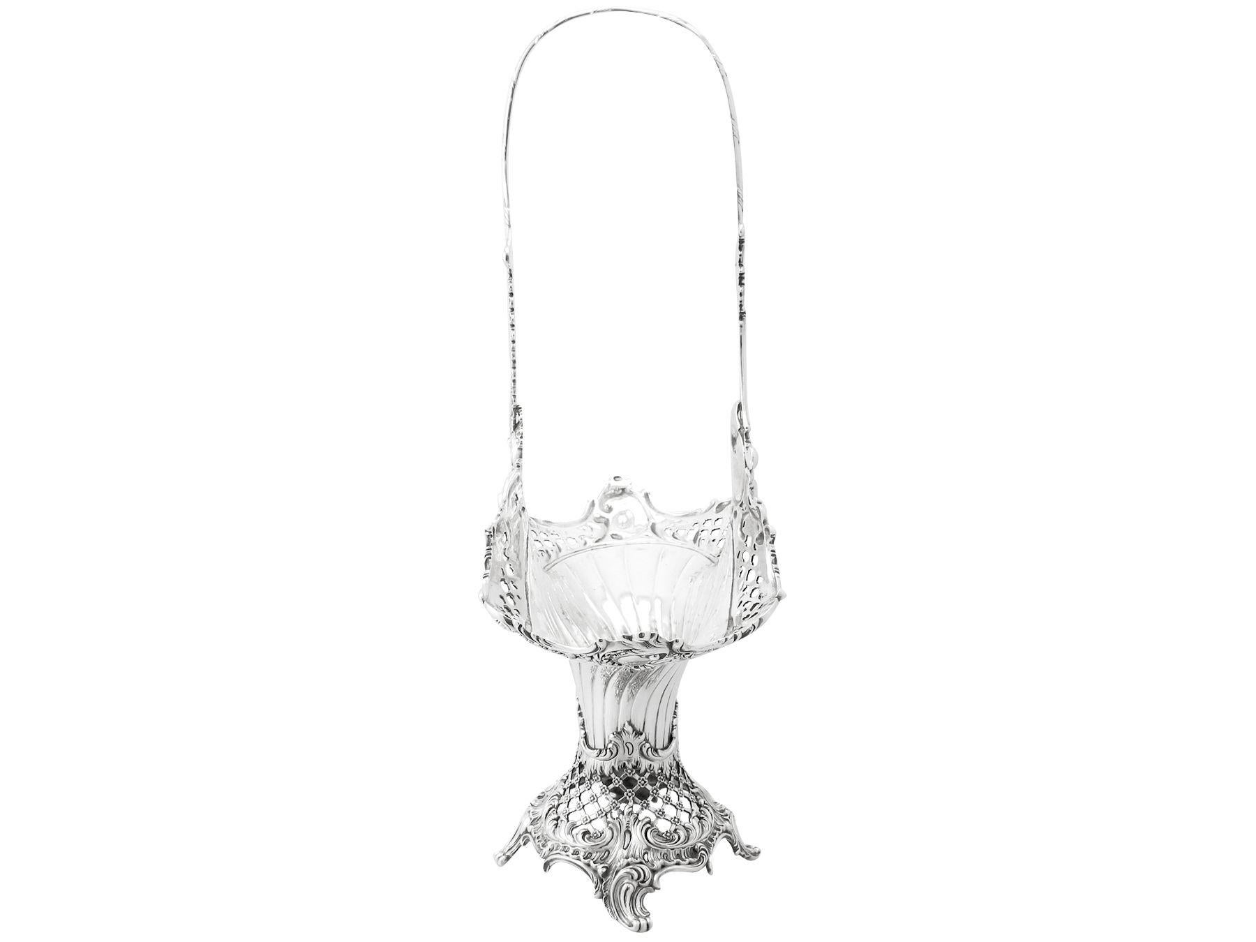 Antique 1860s Spanish Silver Flower Basket or Centerpiece For Sale at ...