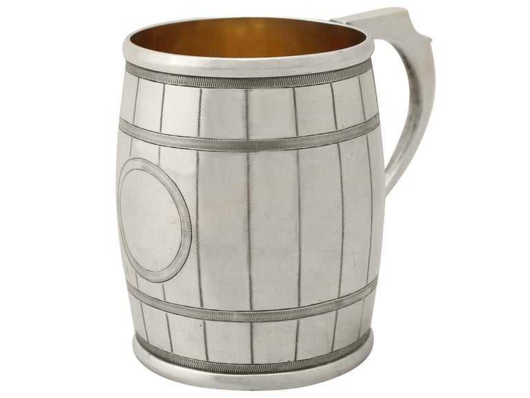 Antique Sterling Silver Barrel Christening Mug For Sale at 1stDibs