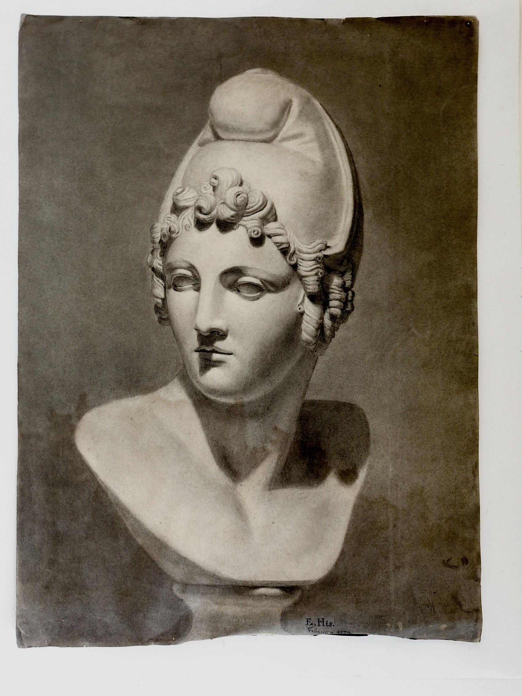 Antique 1872 Charcoal Drawing Sculpture Study For Sale at 1stDibs ...