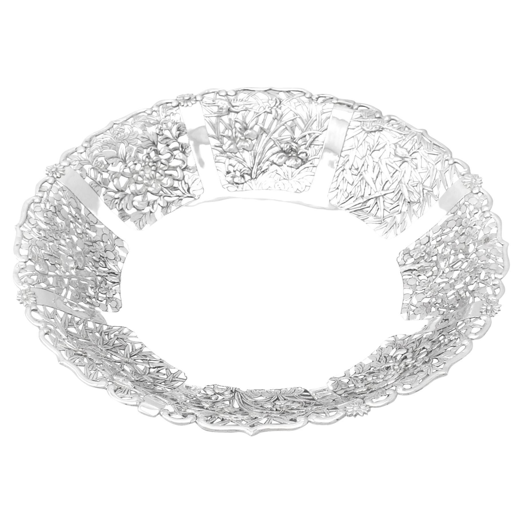 Antique 1880s Chinese Export Silver Fruit Dish For Sale at 1stDibs