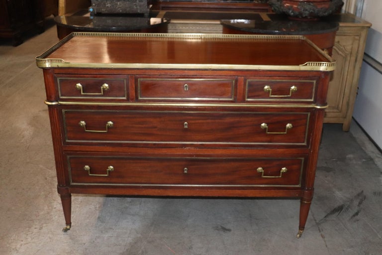 Antique 1880s era French Louis XV Directoire Walnut Commode with Brass ...