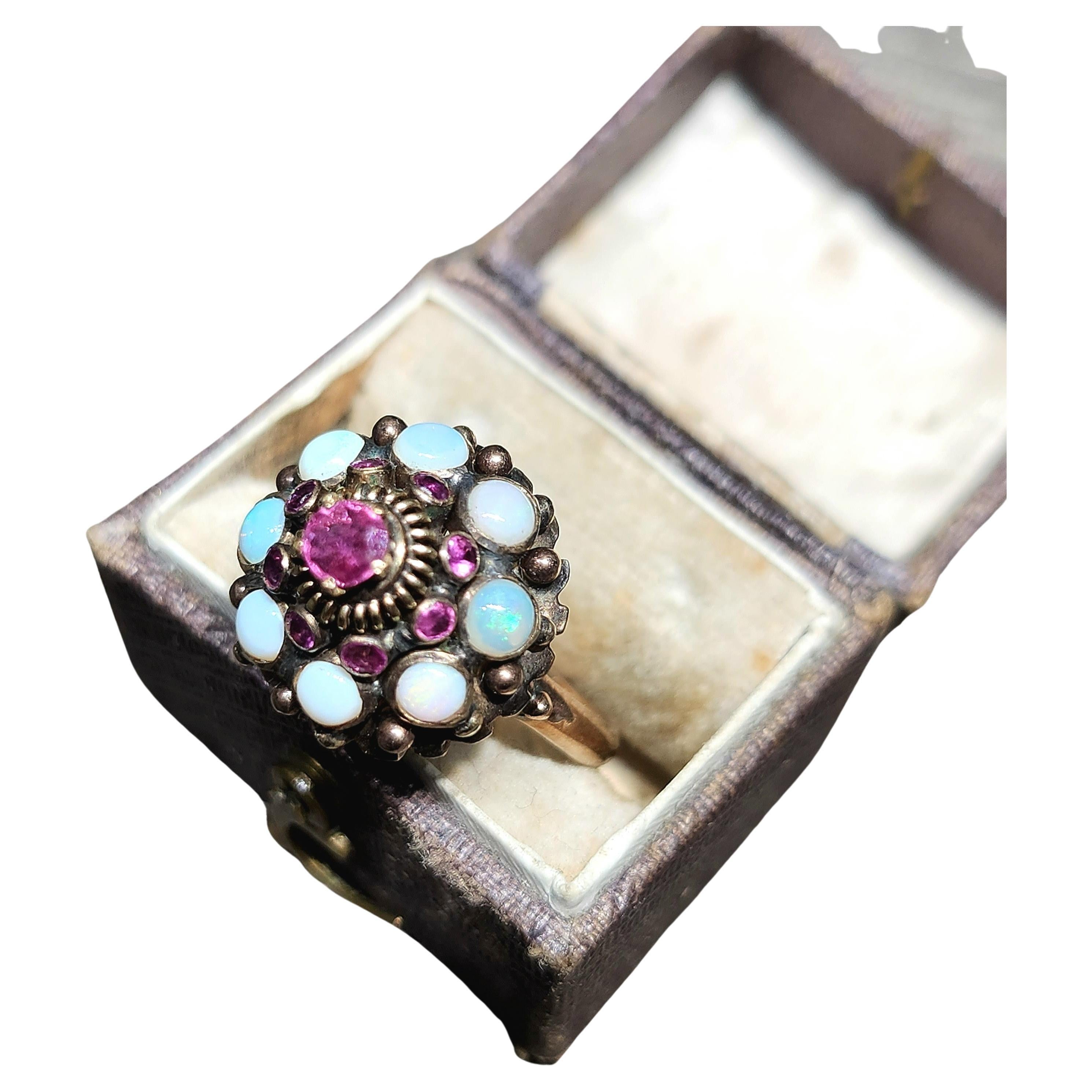 Antique 1880s Ruby And Opal Gold Ring For Sale at 1stDibs