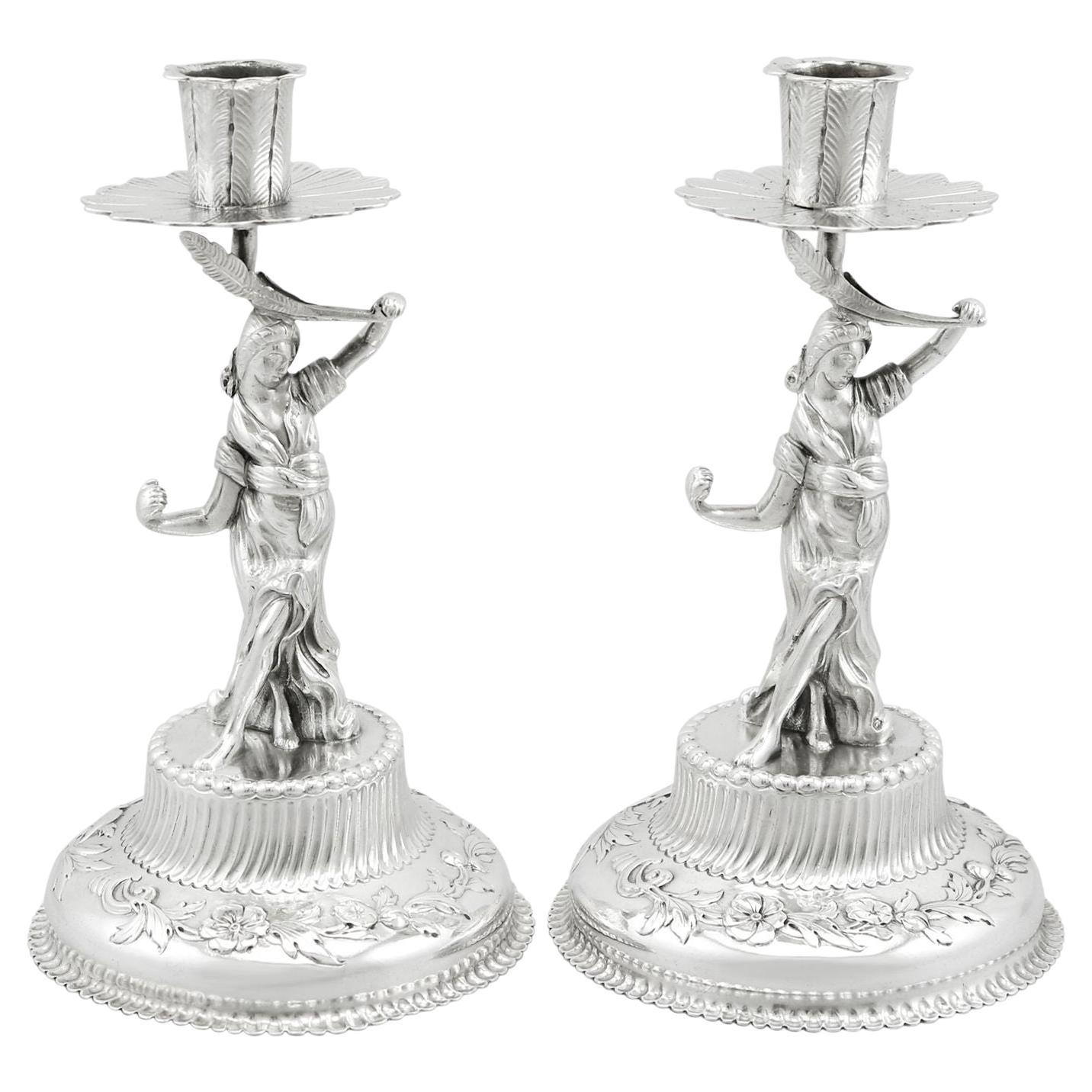 Antique Sterling Silver Wyvern Taperstick Victorian For Sale at 1stDibs