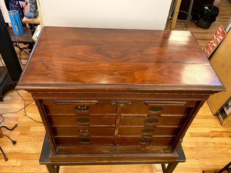 Antique 1881 Walnut Stationary File Cabinet with a Roll Front Door For ...
