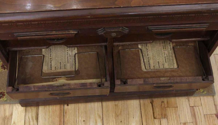 Antique 1881 Walnut Stationary File Cabinet with a Roll Front Door For ...