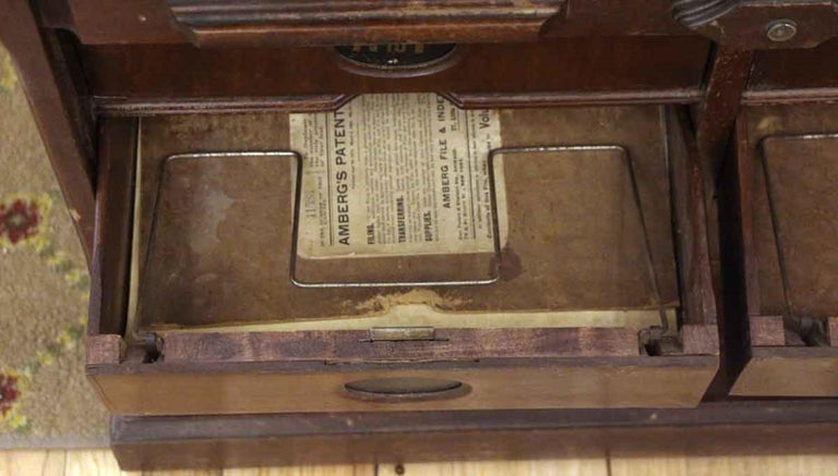 Antique 1881 Walnut Stationary File Cabinet with a Roll Front Door For ...