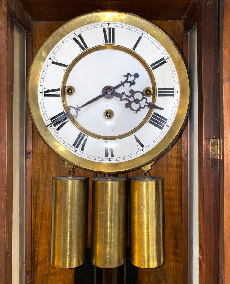 Antique 1890 German Gustav Becker Carved Crest 3 Wt. Vienna Regulator ...