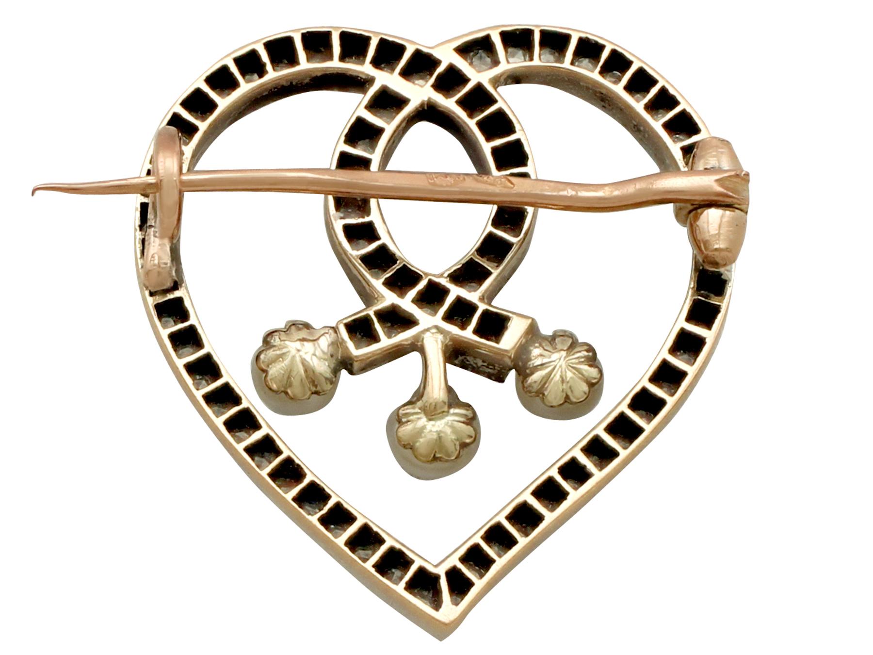 Antique 1890s Diamond Seed Pearl Yellow Gold Heart Brooch For Sale at ...