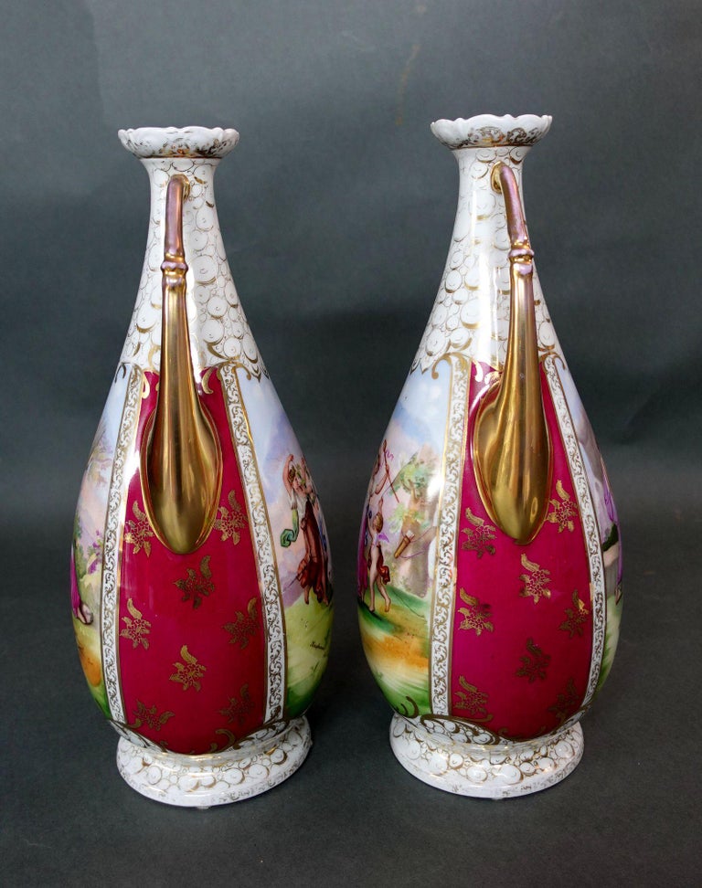 Antique 1890s Pair of Amorous Victoria Austria Vase "Marked" For Sale ...
