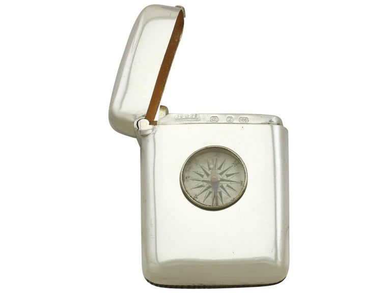Antique 1890s Victorian Sterling Silver Compass Vesta Case at 1stDibs