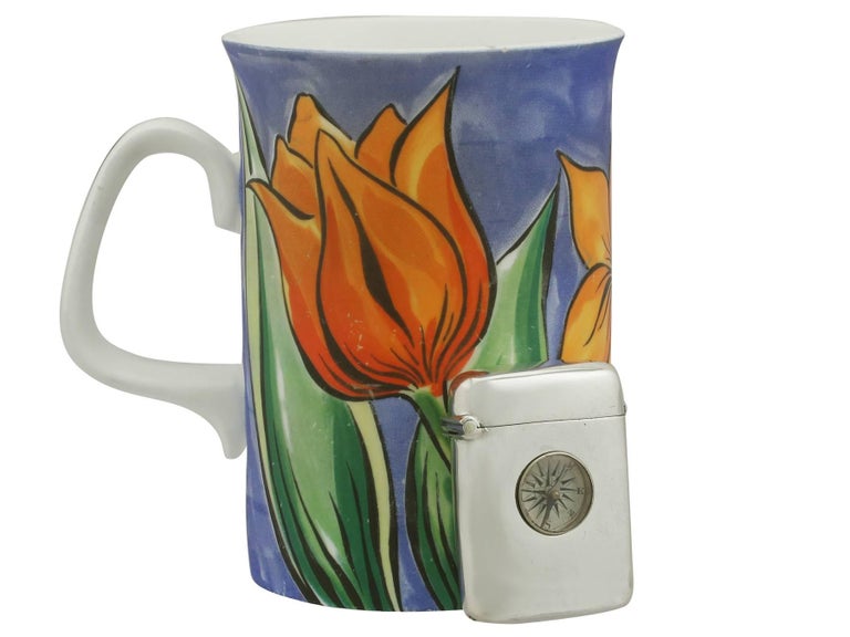 Antique 1890s Victorian Sterling Silver Compass Vesta Case at 1stDibs