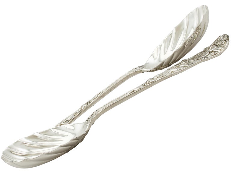 Antique 1890s Victorian Sterling Silver Fruit Serving Spoons at 1stDibs