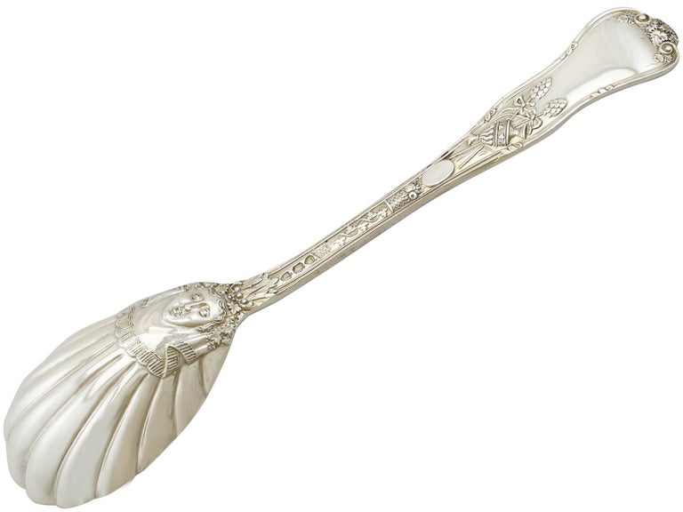 Antique 1890s Victorian Sterling Silver Fruit Serving Spoons at 1stDibs