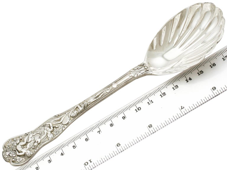 Antique 1890s Victorian Sterling Silver Fruit Serving Spoons at 1stDibs