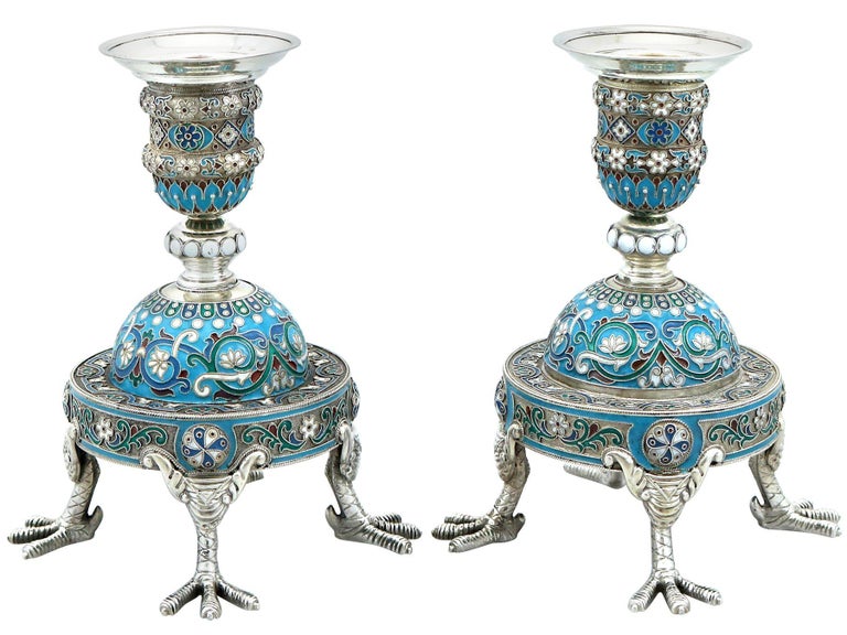 Antique 1891 Russian Silver and Polychrome Cloisonne Enamel ...