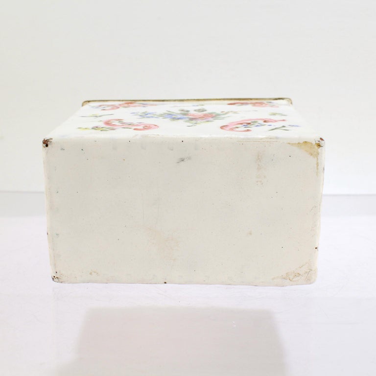 Antique 18c/19c English or French Enamel Bronze Mounted Tea Caddy Box ...