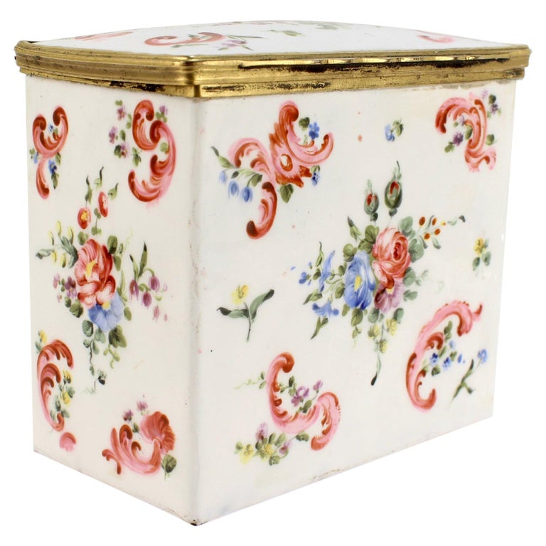 Antique 18c/19c English or French Enamel Bronze Mounted Tea Caddy Box ...