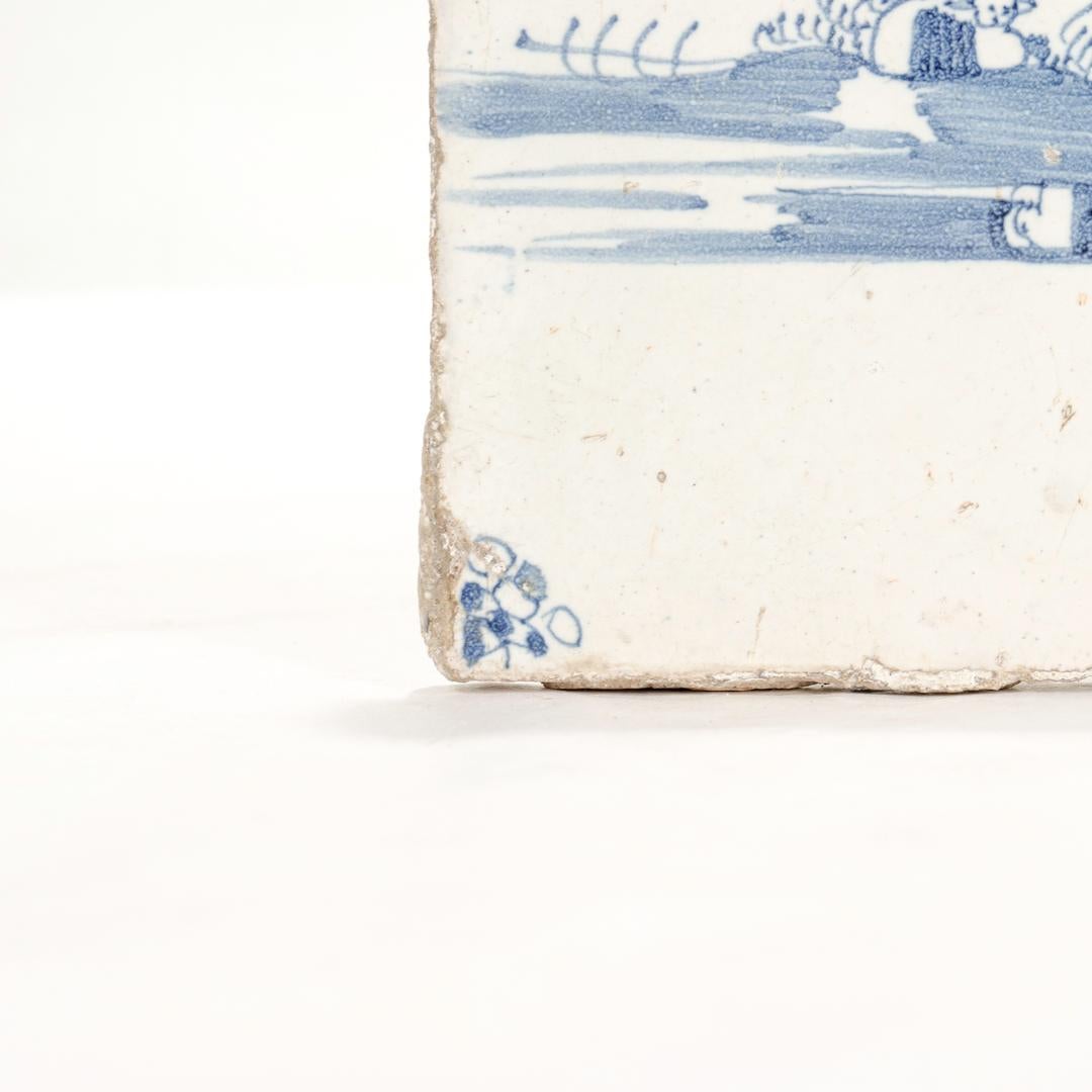 Antique 18c Religious Dutch Delft Tile with a Scene of Abraham Offering ...