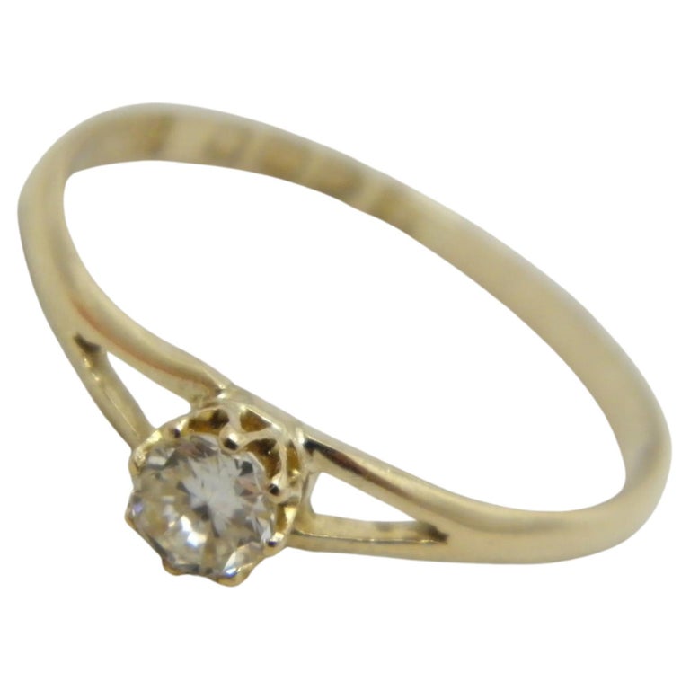 Bague à anneau solitaire ancienne en or 18 carats avec diamant 750 ...