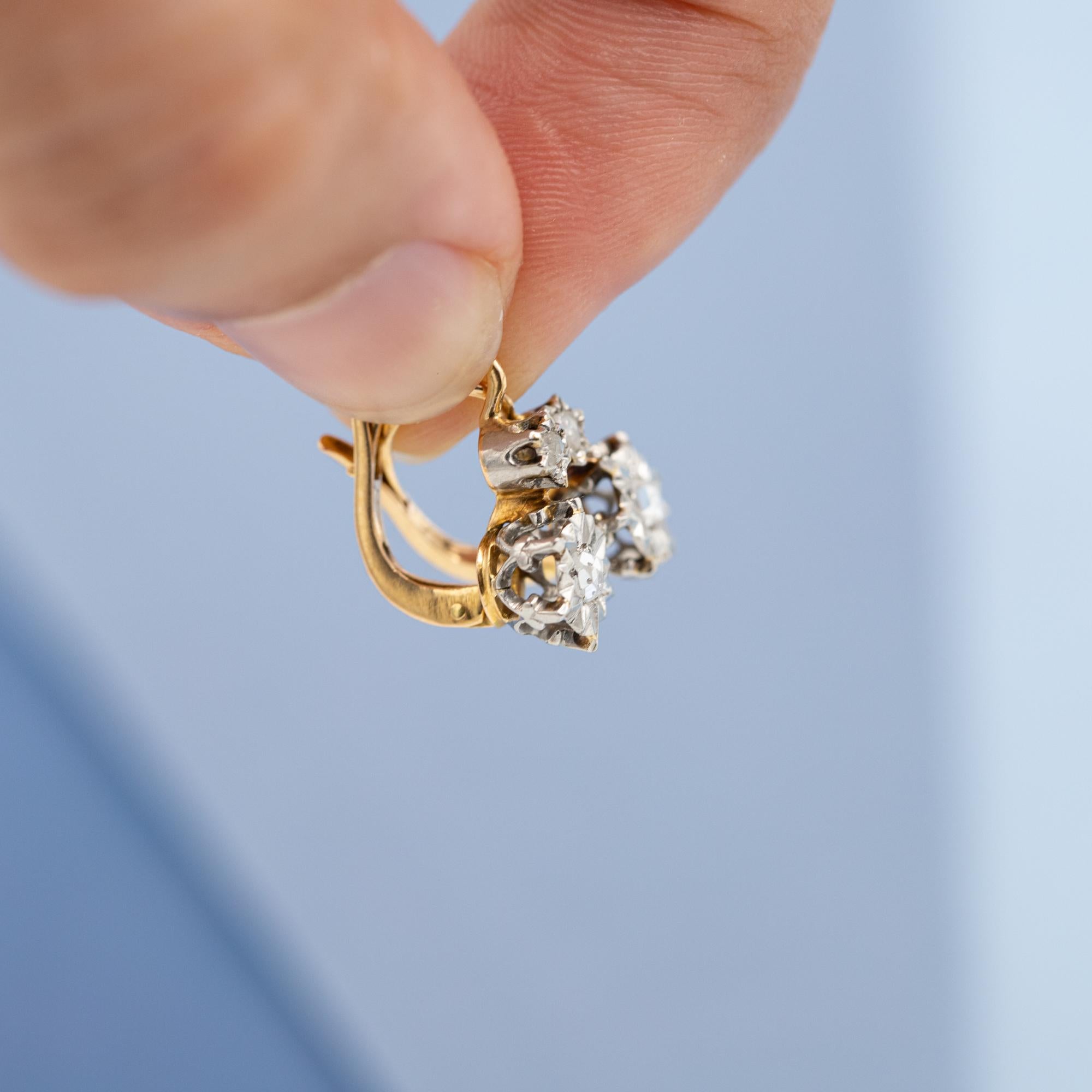 Antique 18ct gold jewelry - 18K French Victorian sleepers - Diamond ...