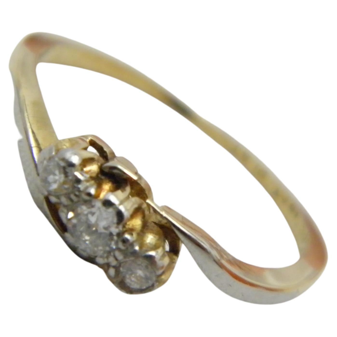 Antique Diamond Gold Bypass Engagement Ring at 1stDibs | vintage bypass ...