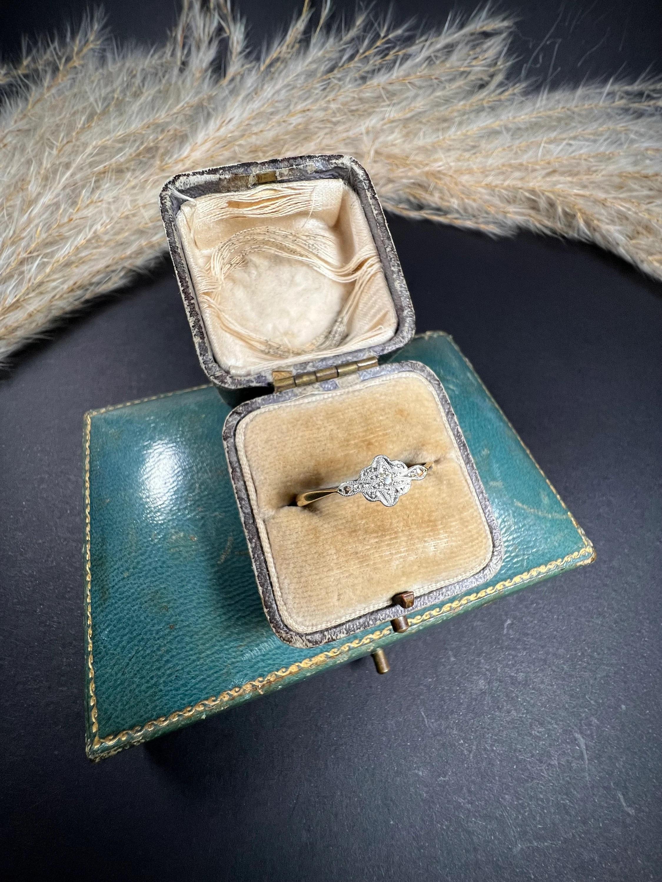 Antique 18ct Gold and Platinum Edwardian Diamond Illusion Ring For Sale ...