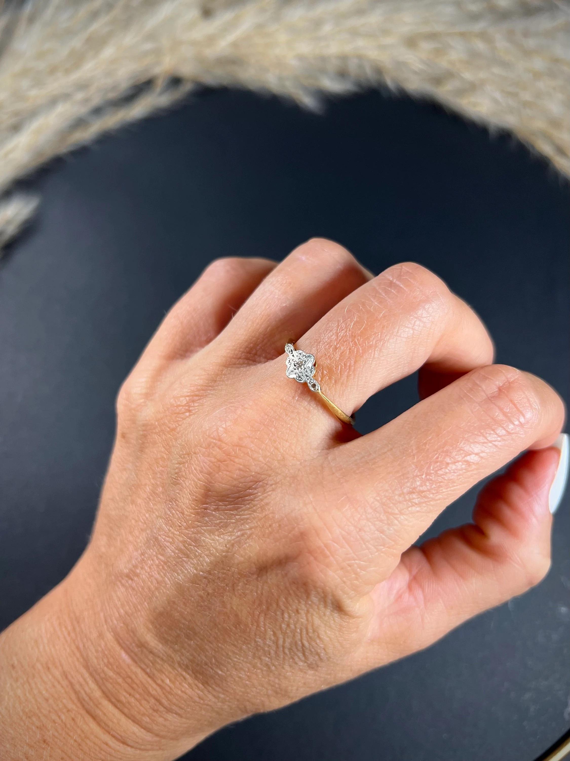 Antique 18ct Gold and Platinum Edwardian Diamond Illusion Ring For Sale ...