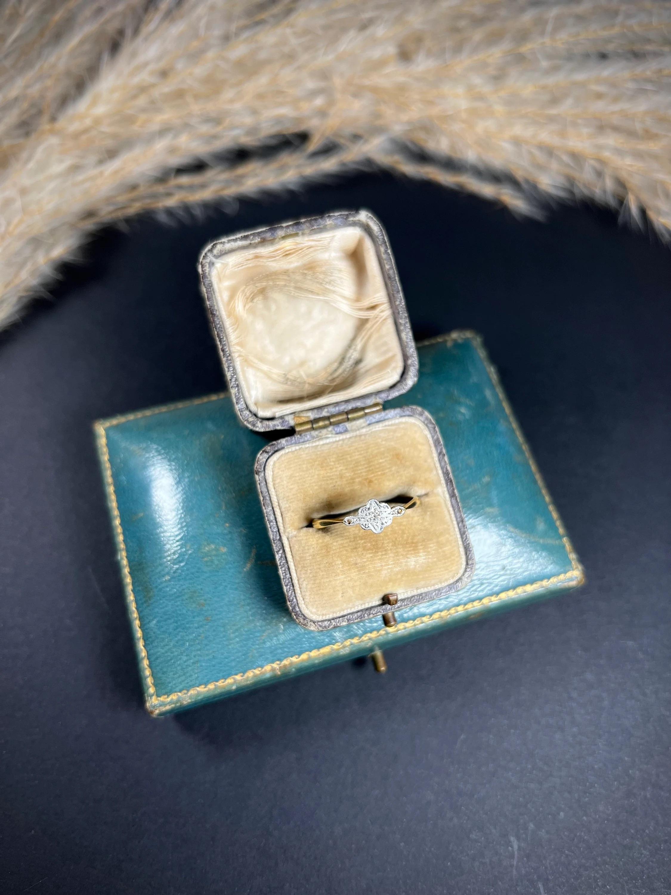 Antique 18ct Gold and Platinum Edwardian Diamond Illusion Ring For Sale ...