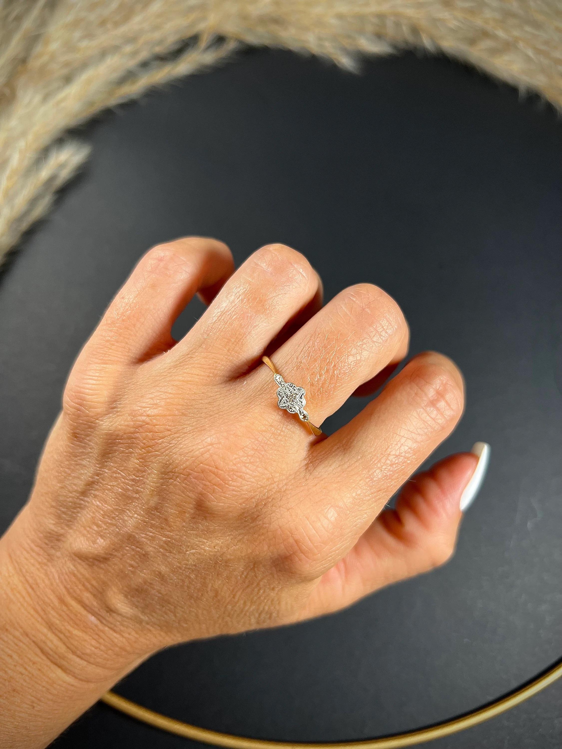 Antique 18ct Gold and Platinum Edwardian Diamond Illusion Ring For Sale ...