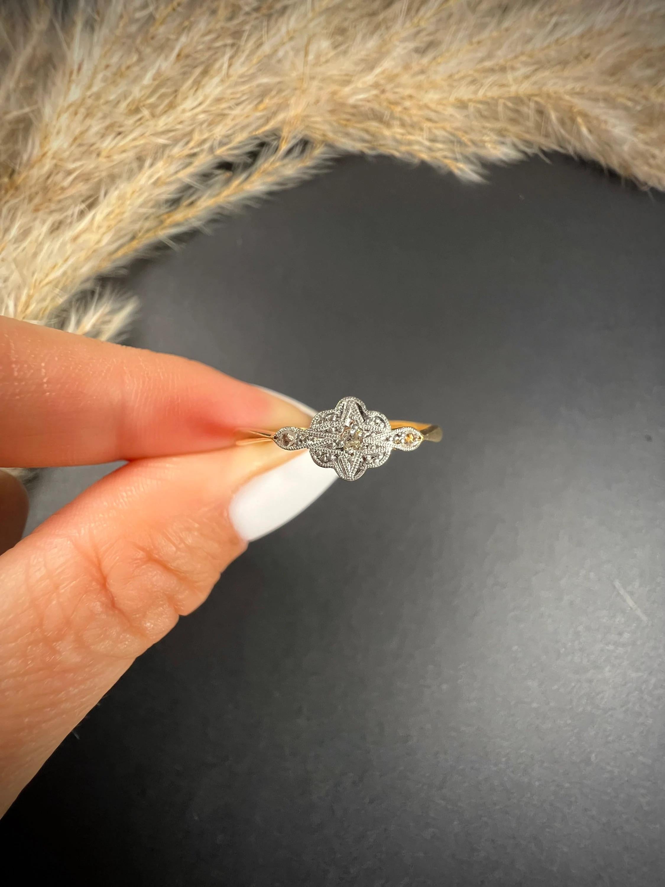 Antique 18ct Gold and Platinum Edwardian Diamond Illusion Ring For Sale ...