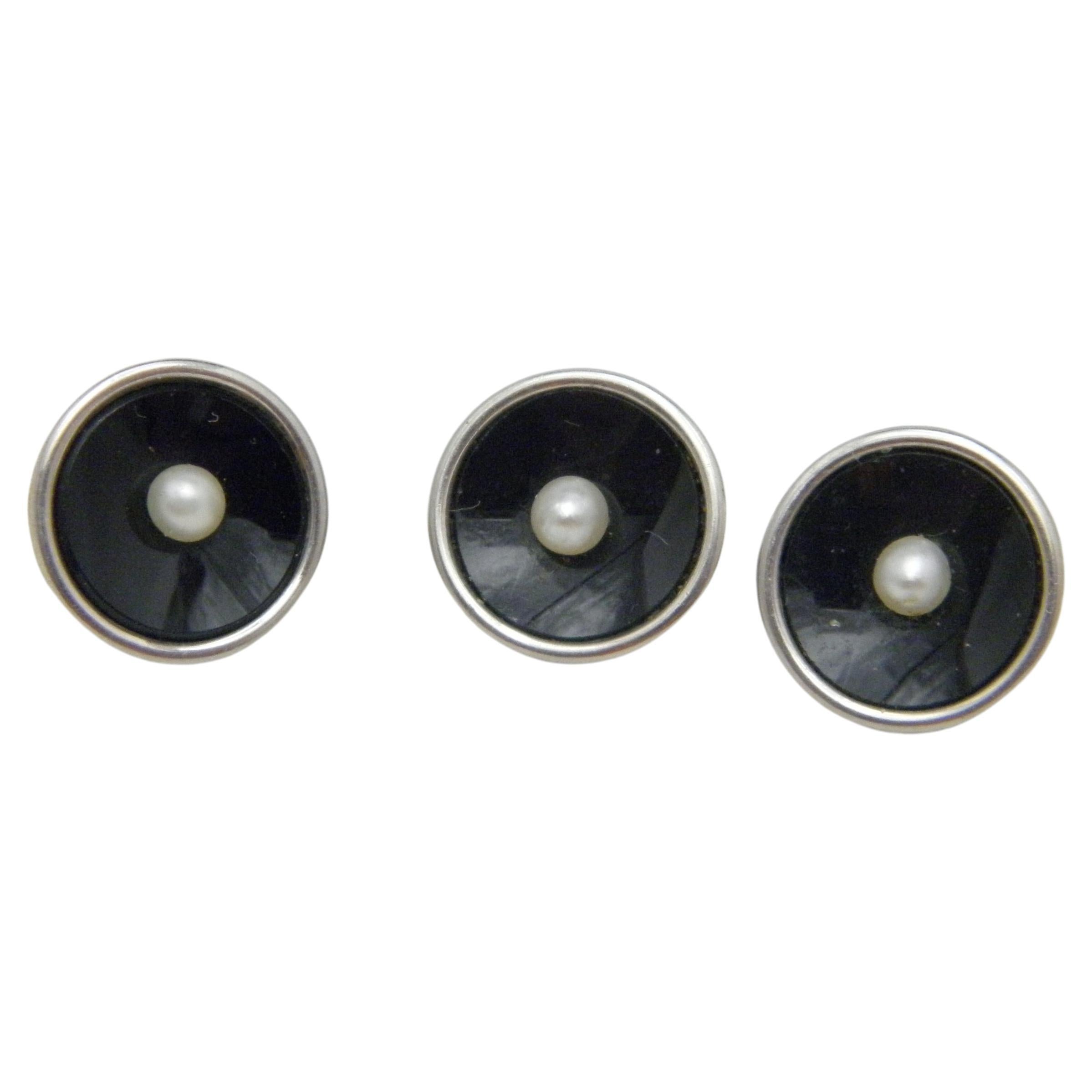 Antique 18ct Gold Platinum Pearl Shirt Studs Buttons c1860 750 Purity ...
