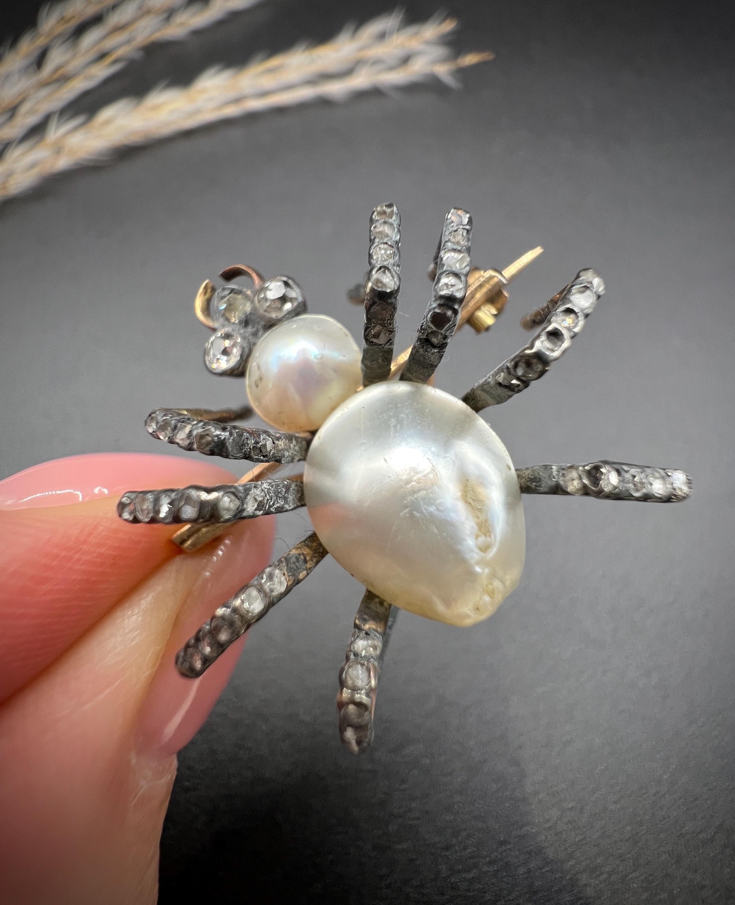 Antique 18ct Gold and Silver, Victorian Natural Pearl and Diamond ...