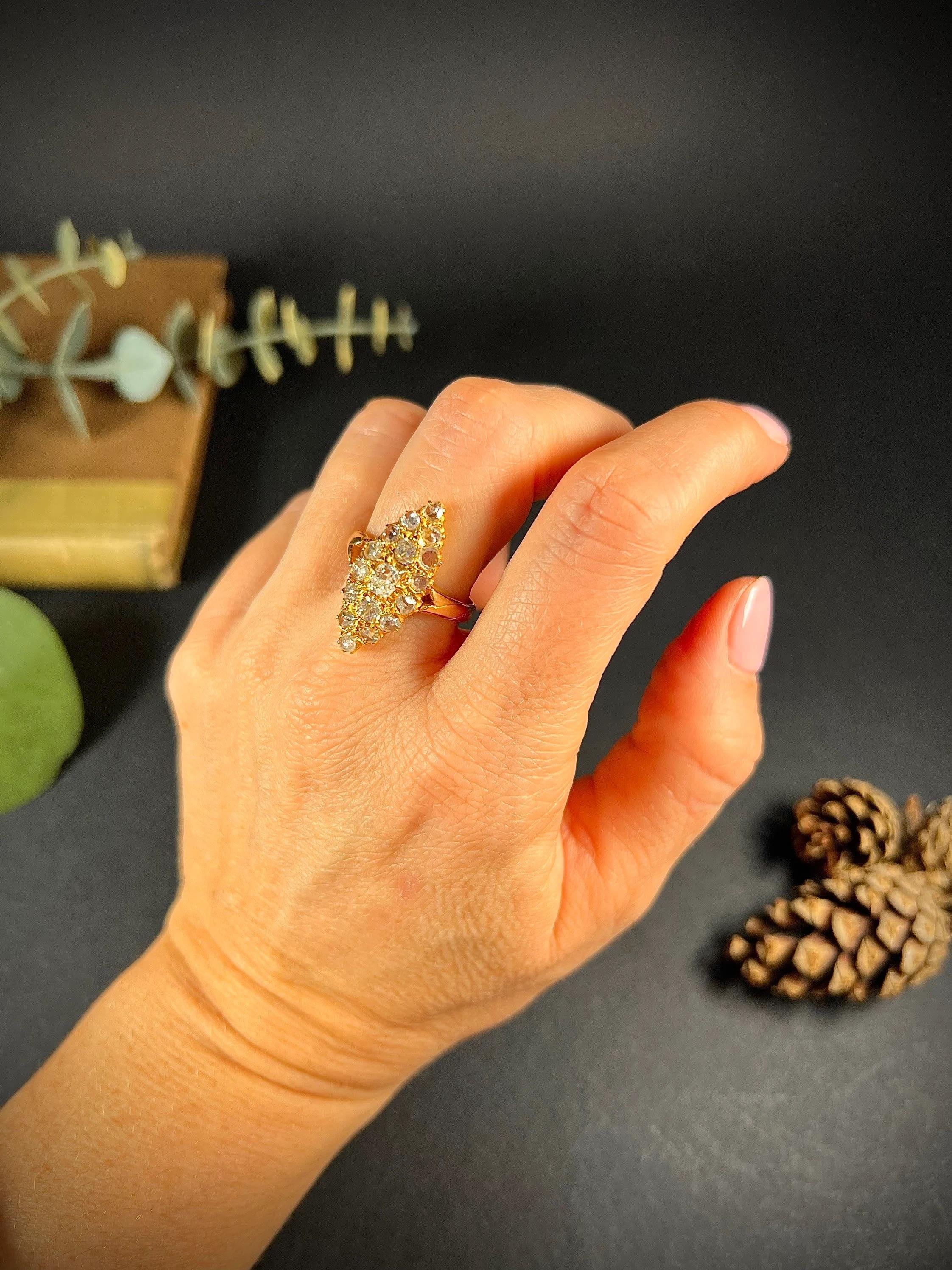 Antique 18ct Gold Victorian Diamond Marquise / Navette Ring For Sale at ...