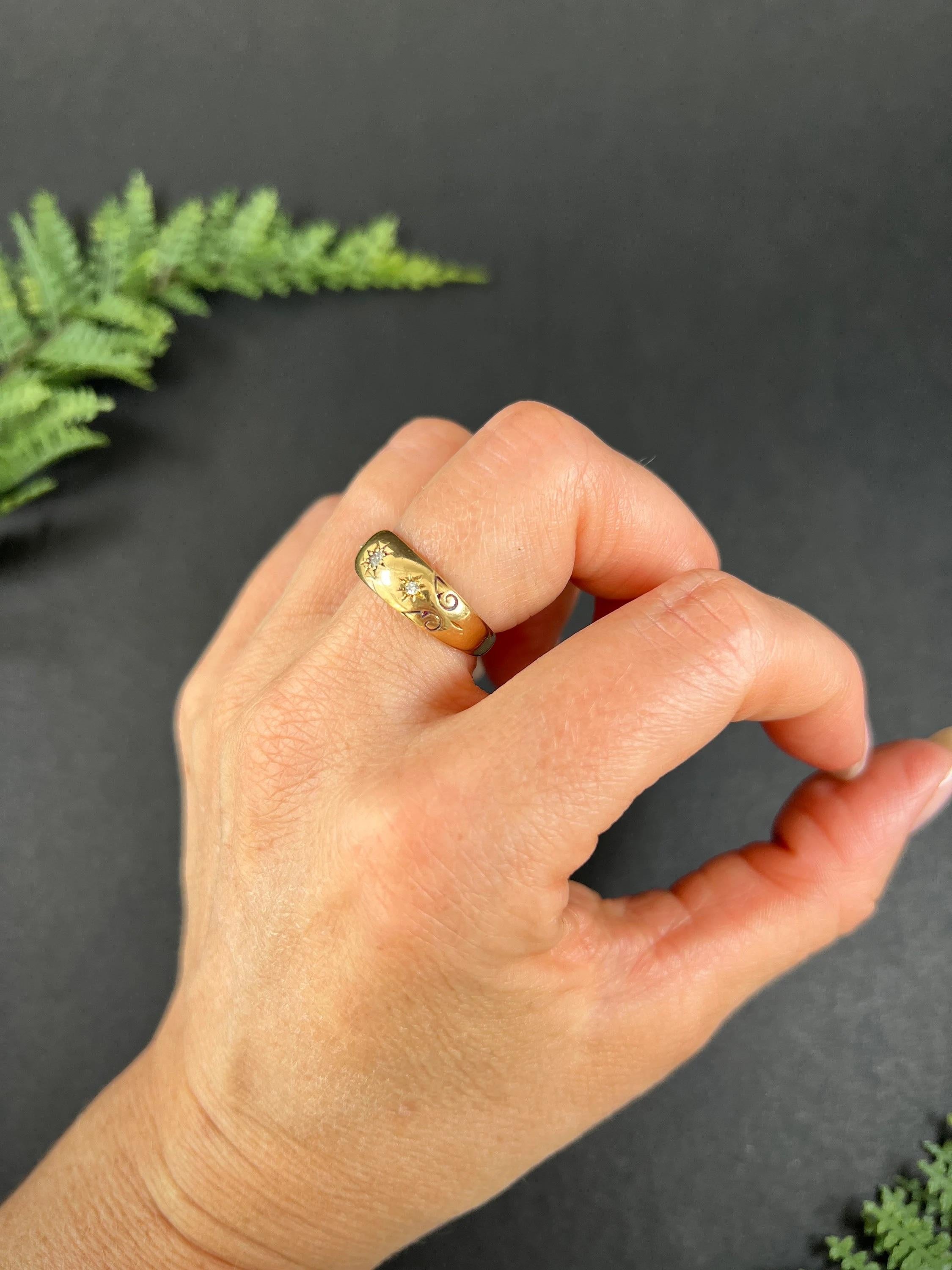 Antique 18ct Yellow Gold Chester Marked 1915 Star Set Diamond Three ...