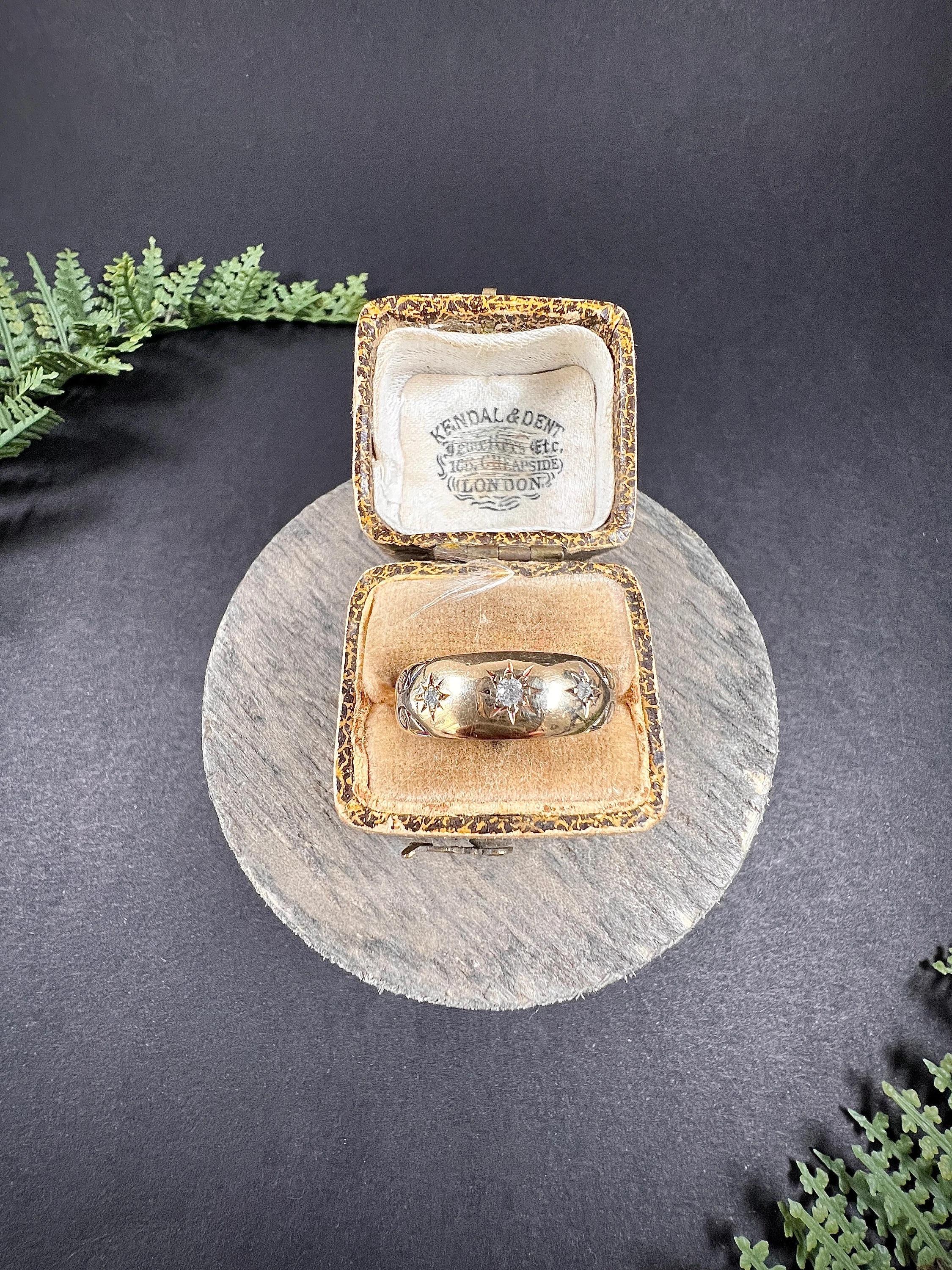 Antique 18ct Yellow Gold Chester Marked 1915 Star Set Diamond Three ...