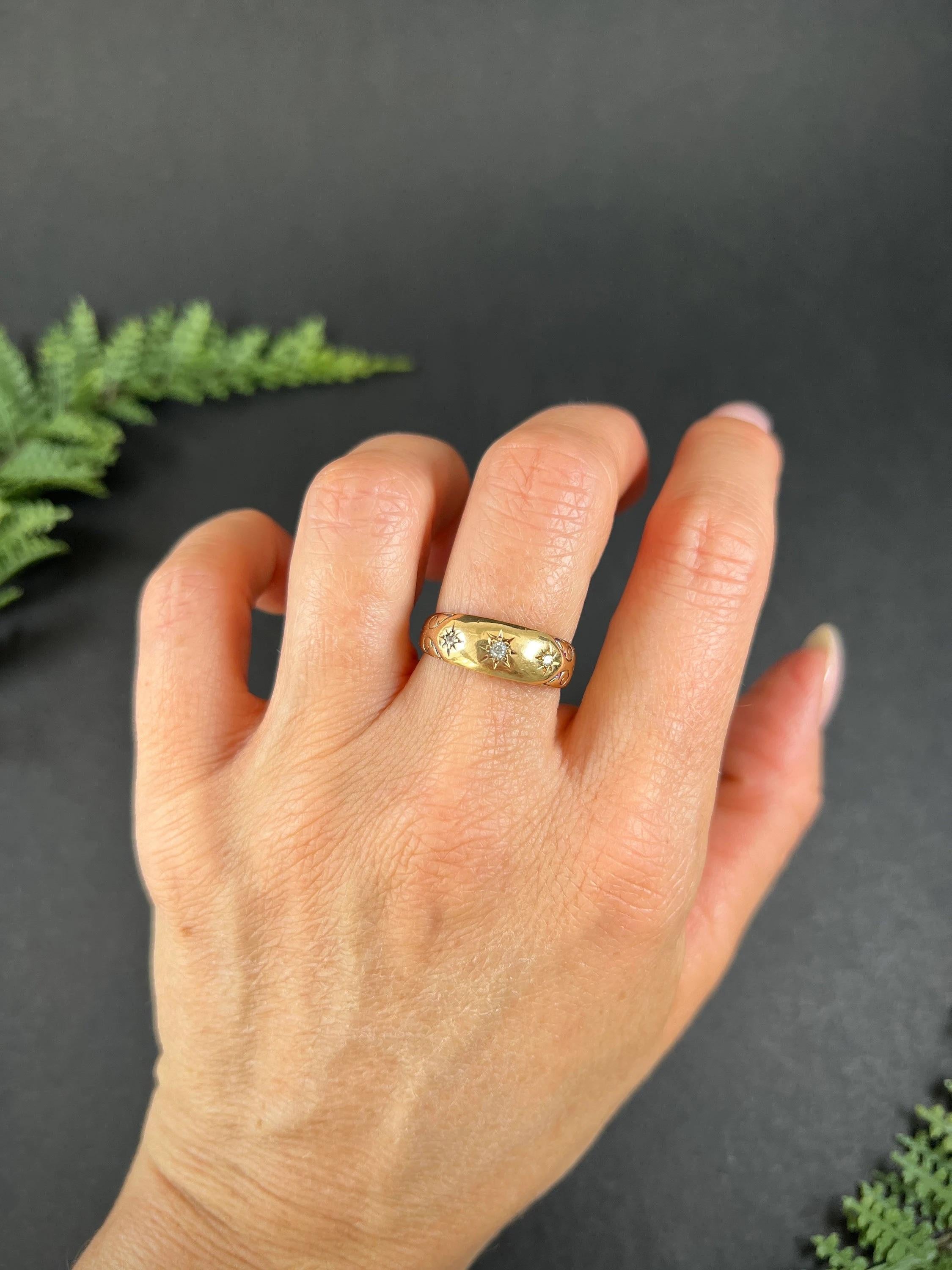 Antique 18ct Yellow Gold Chester Marked 1915 Star Set Diamond Three ...