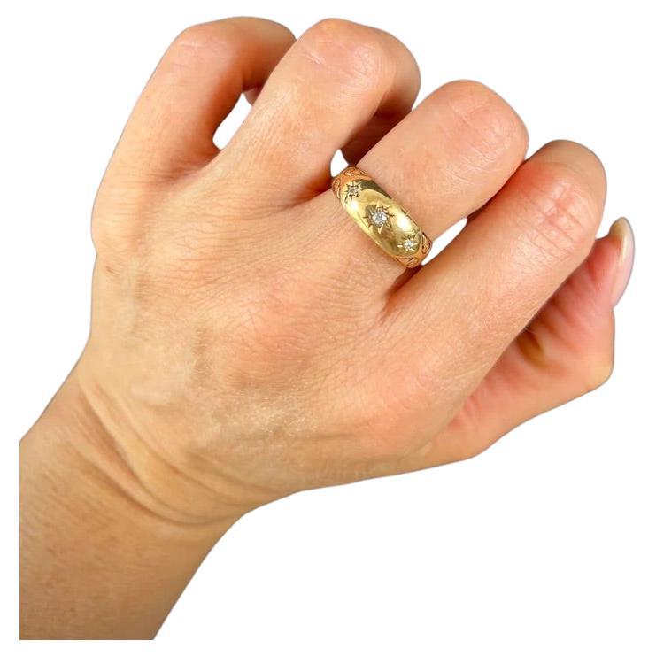 Antique 18ct Yellow Gold Chester Marked 1915 Star Set Diamond Three ...