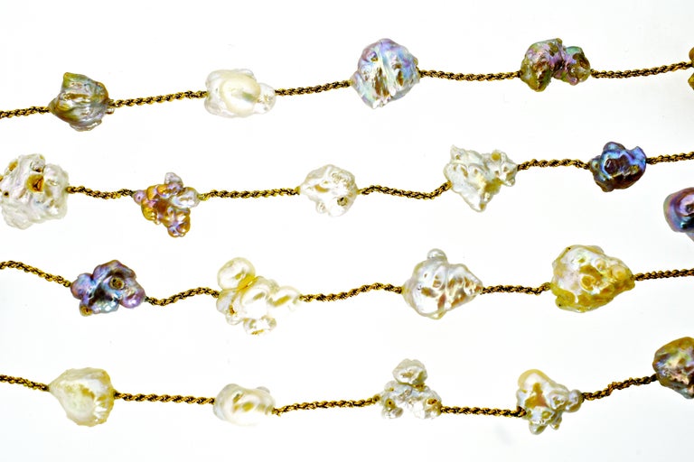 18 Karat and Natural Large Fresh Water Pearl Long Strand, English ...