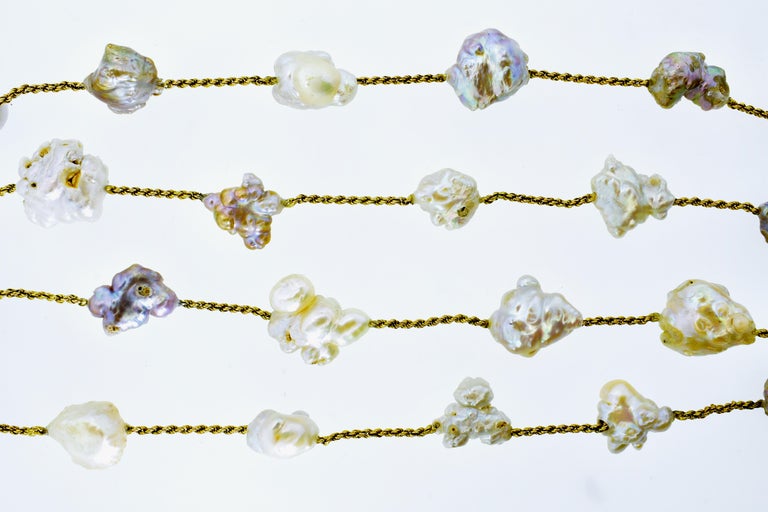 18 Karat and Natural Large Fresh Water Pearl Long Strand, English ...