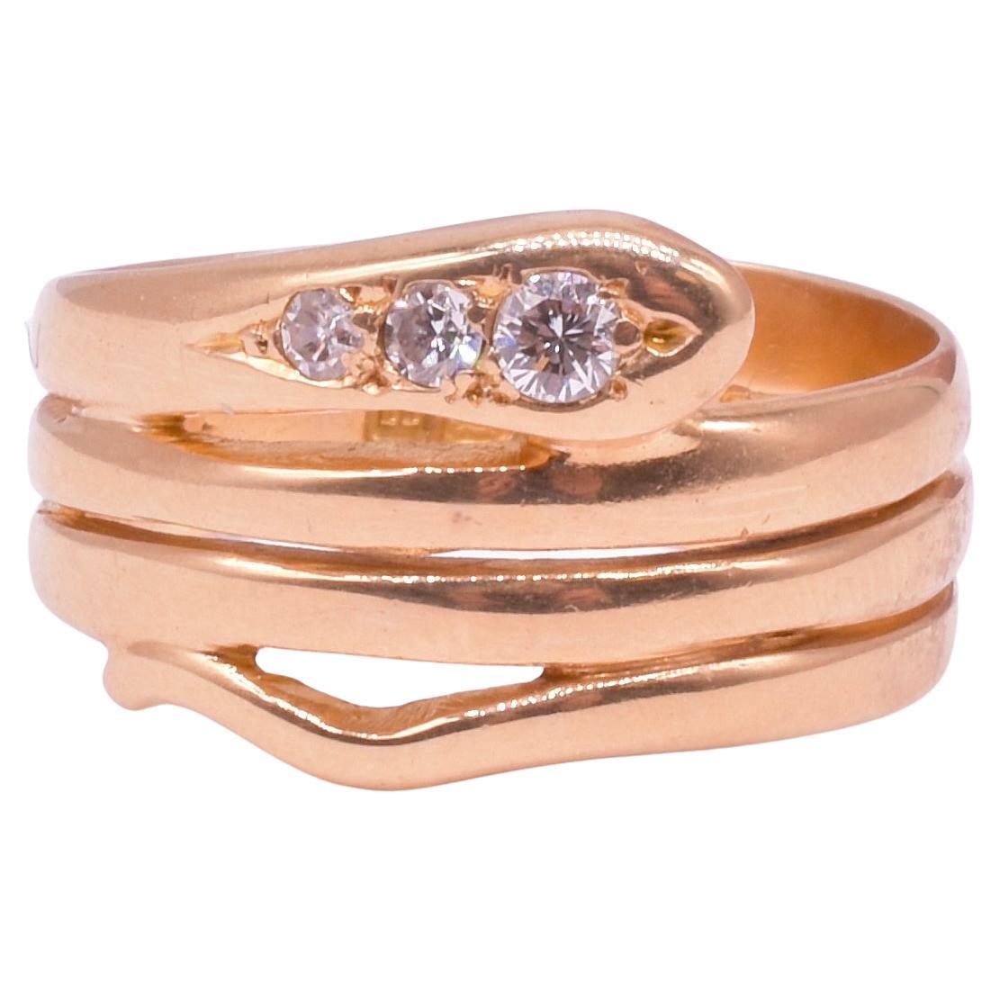 Antique Victorian Four Coil Snake Ring with Diamonds For Sale at ...