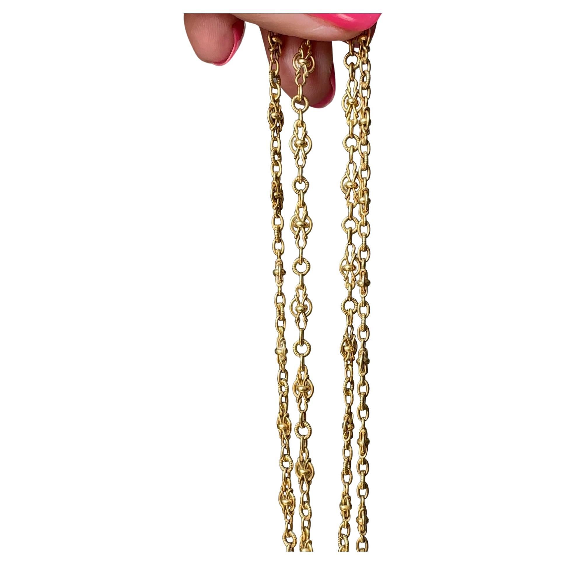 Antique 18K Fancy Link Chain Necklace For Sale at 1stDibs