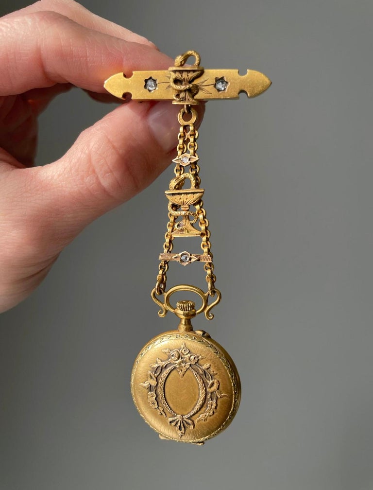 Antique 18k French Pocket Watch with Bowl of Hygieia For Sale at 1stDibs